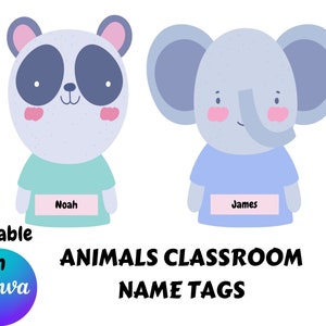 Editable Animals Classroom Name Tag, Cute Animal Name Tags, Classroom ...