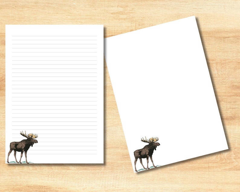 Moose Stationery Printable, Animal Stationery, Lined and Unlined Letter ...