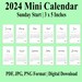 2024 Mini Calendar Printable PDF, 3 X 5 Inches, Small Calendar, Sunday ...