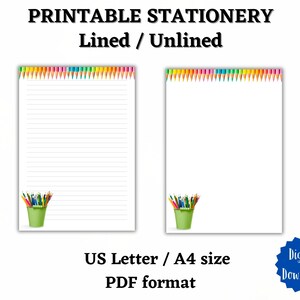 Coloured Pencil Letter Writing Paper, Color Pencil Lined and Unlined ...