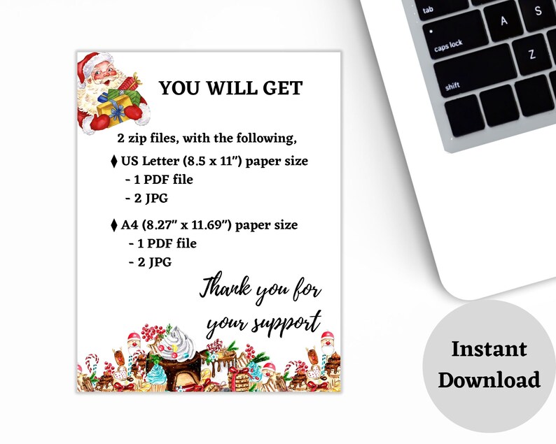 Printable Santa Christmas Stationery, Christmas Letter Writing Paper ...