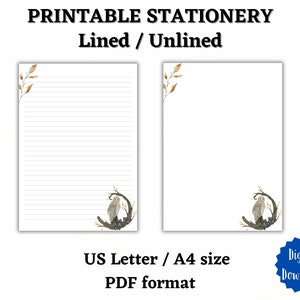 Printable Owl Stationery, Printable Stationery Lined and Unlined Paper ...