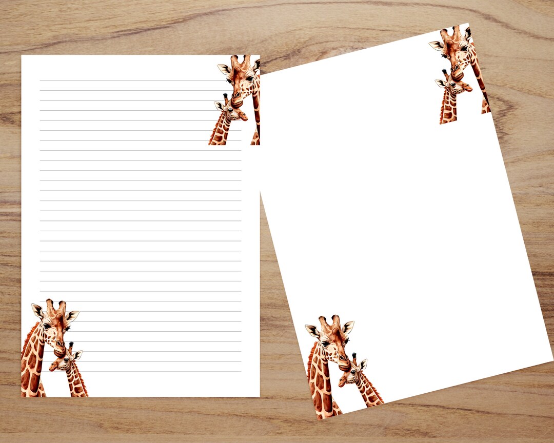 Printable Giraffe Stationery, Giraffe Writing Paper, Animal Stationary ...