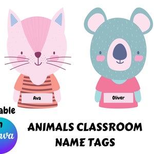 Editable Animals Classroom Name Tag, Cute Animal Name Tags, Classroom ...