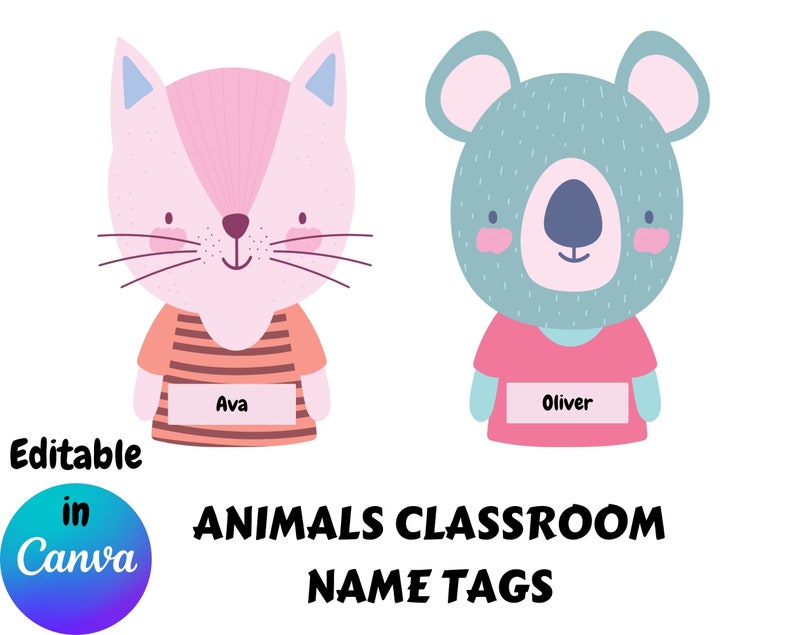 Editable Animals Classroom Name Tag, Cute Animal Name Tags, Classroom ...