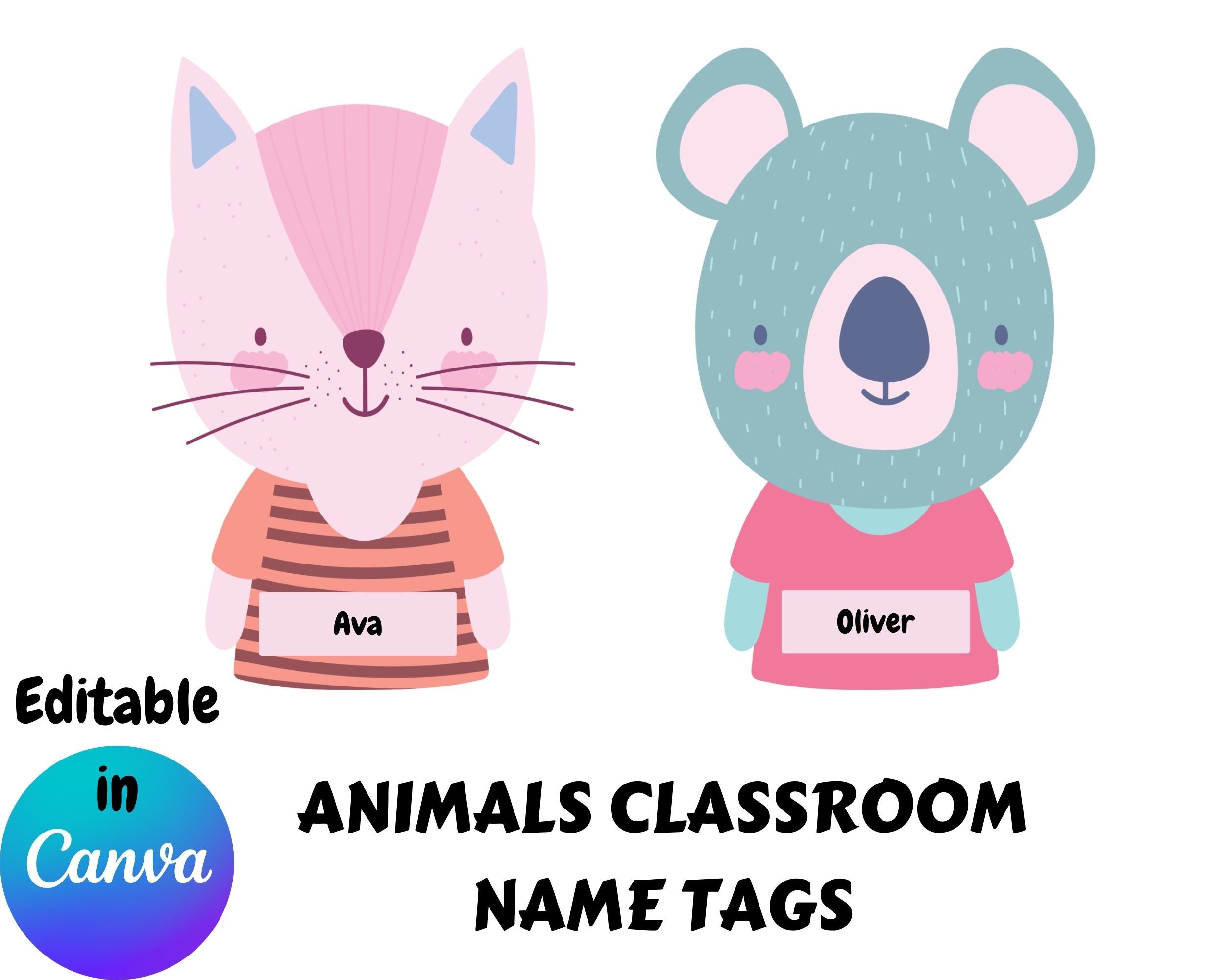 Editable Animals Classroom Name Tag, Cute Animal Name Tags, Classroom ...