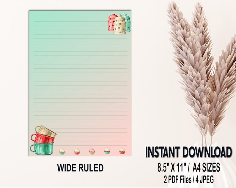 Printable Kitchen Stationery, Letter Writing Paper, Stationery Set ...