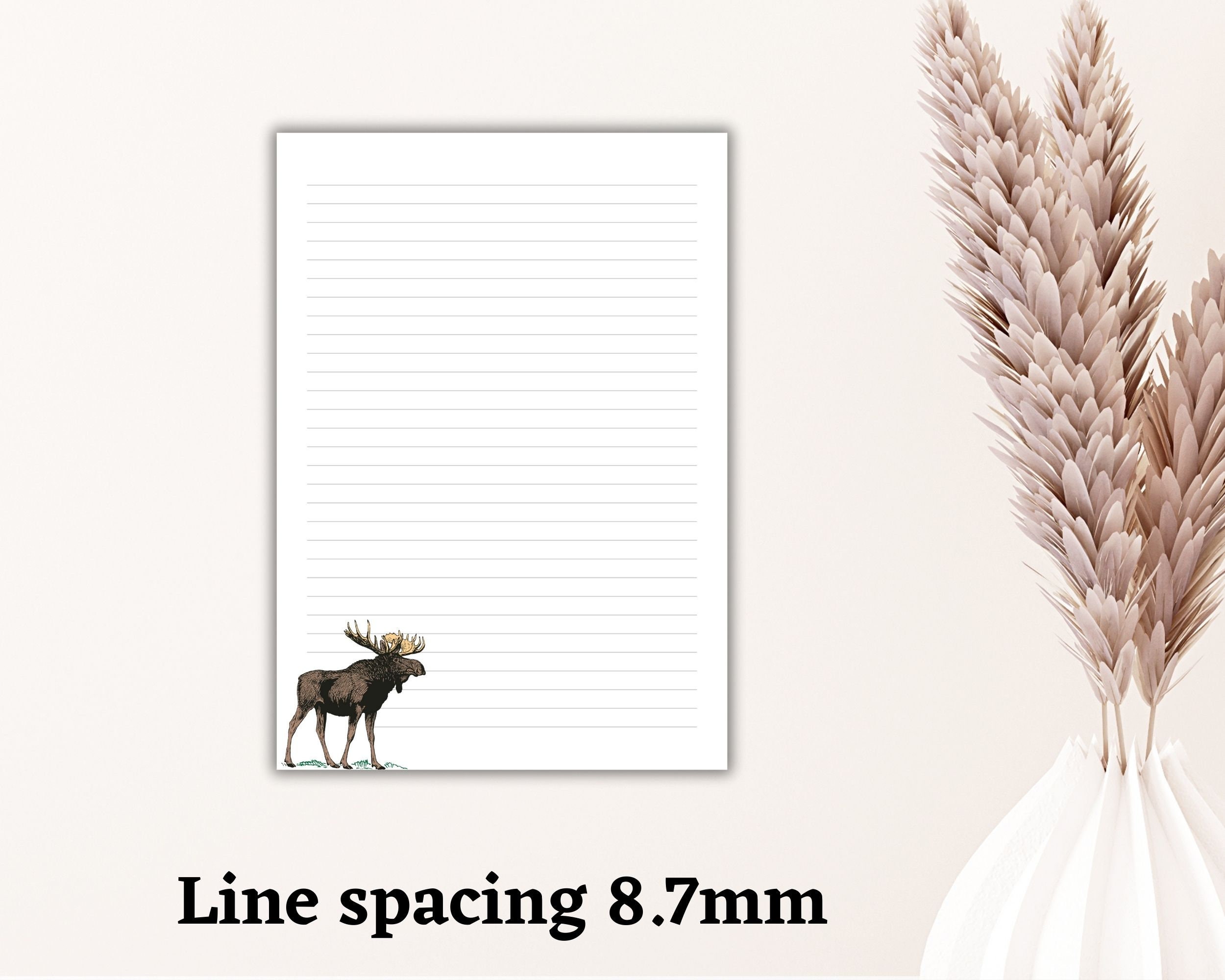 Moose Stationery Printable, Animal Stationery, Lined and Unlined Letter ...