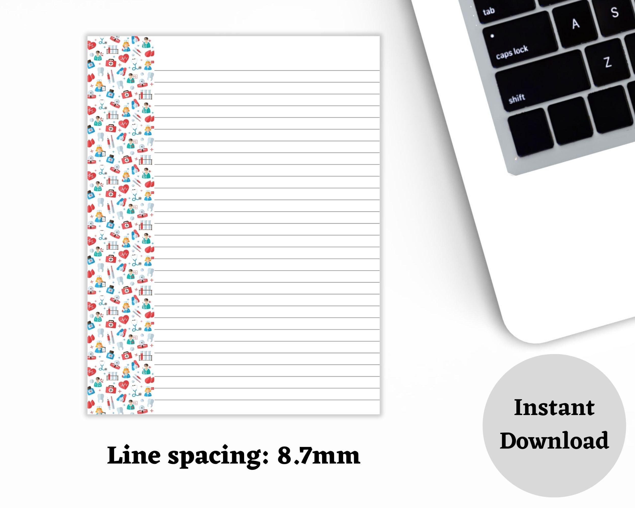 Printable Medical Stationery, Doctor Nurse Journaling Pages Lined ...