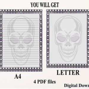 Printable Skull Stationery Letter Writing Paper Skeleton - Etsy