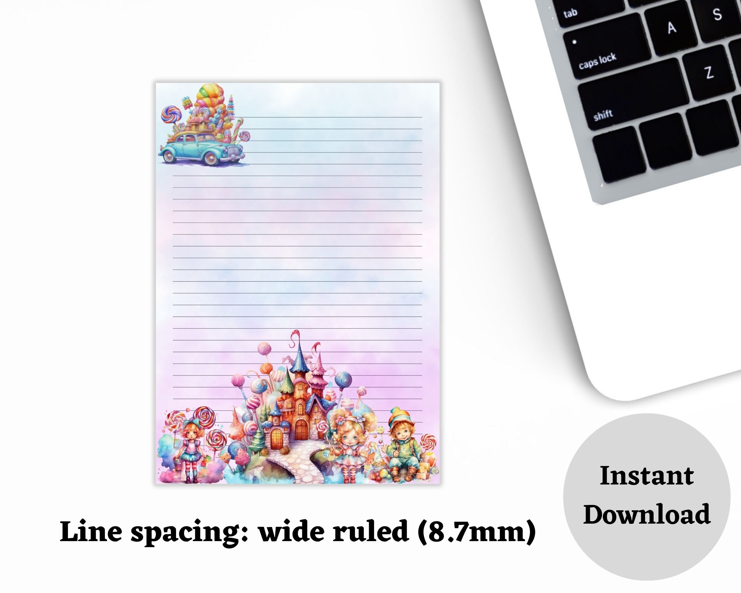 Printable Candy Land Stationery, Letter Writing Paper, Lined and ...