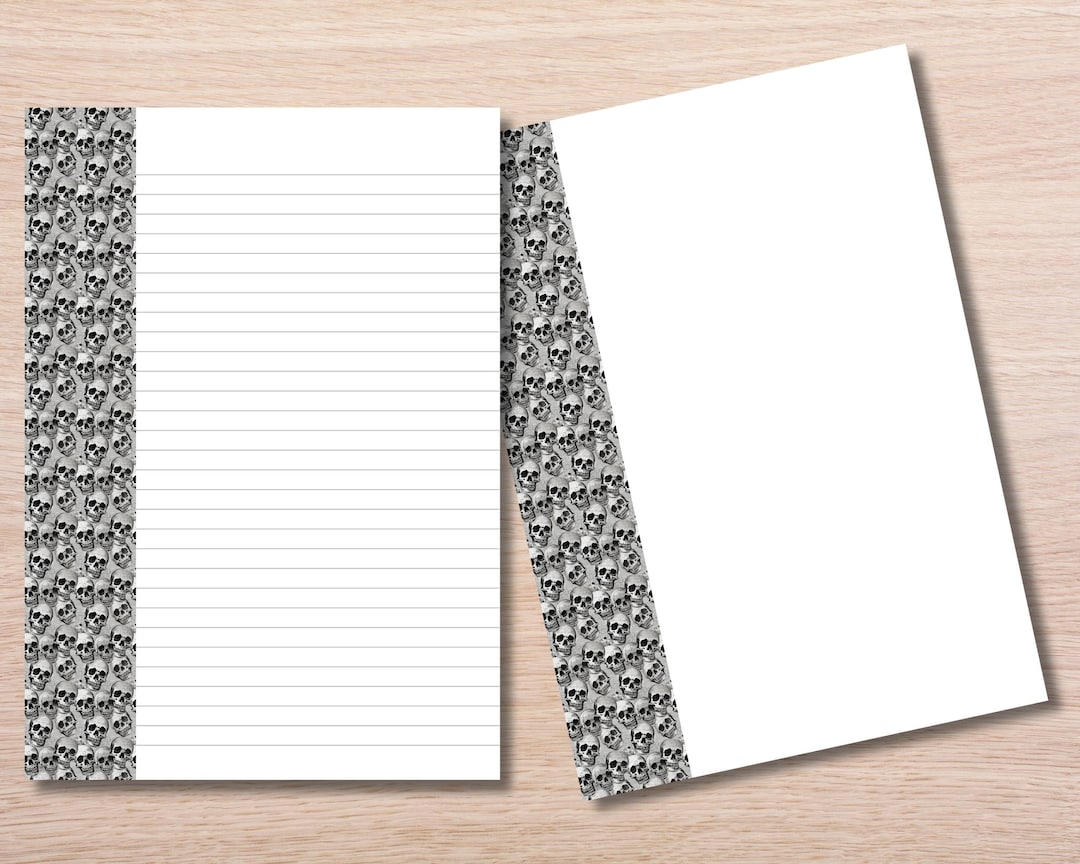 Printable Skull Stationery, Letter Writing Paper, Skeleton Writing ...