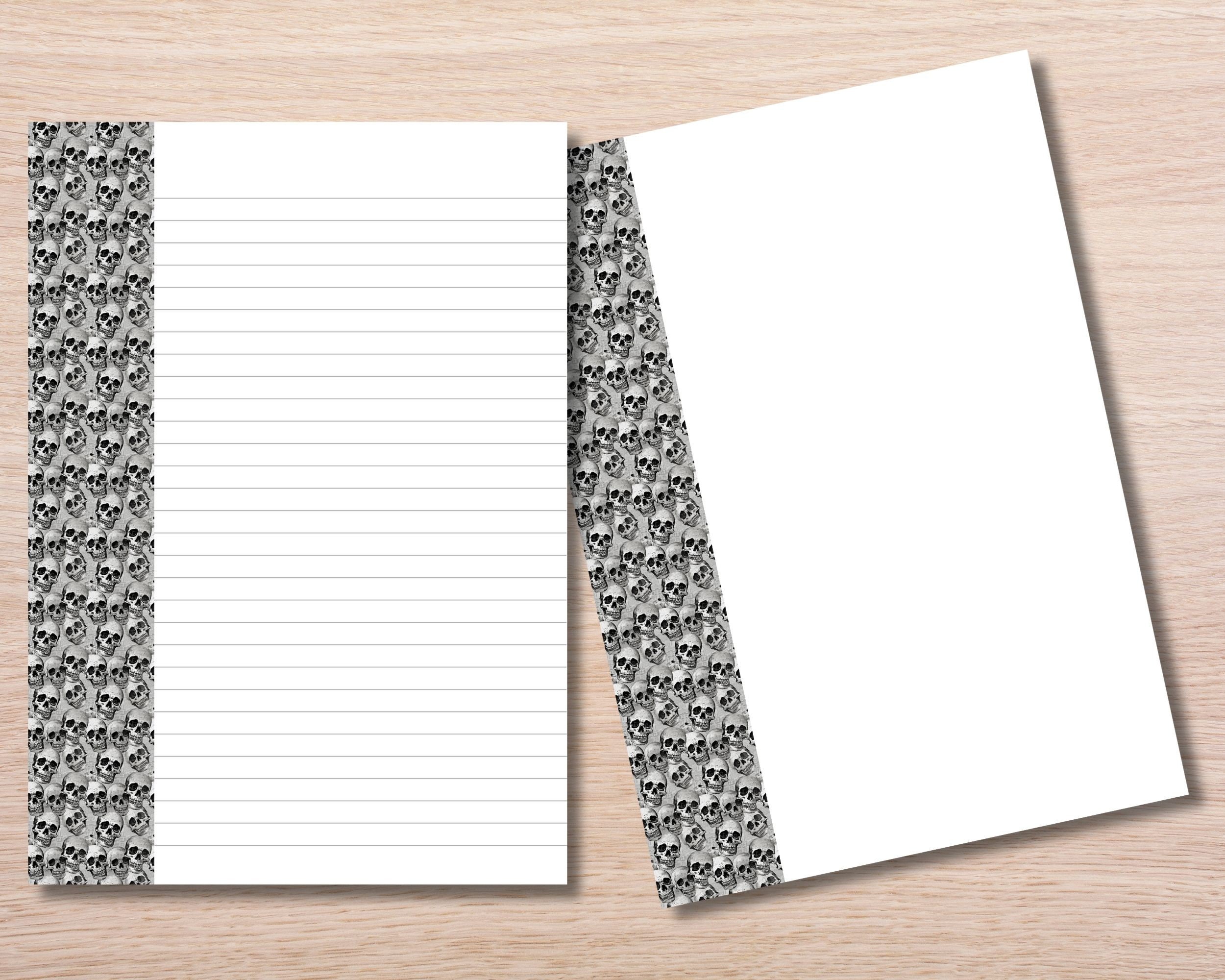 Printable Skull Stationery, Letter Writing Paper, Skeleton Writing ...