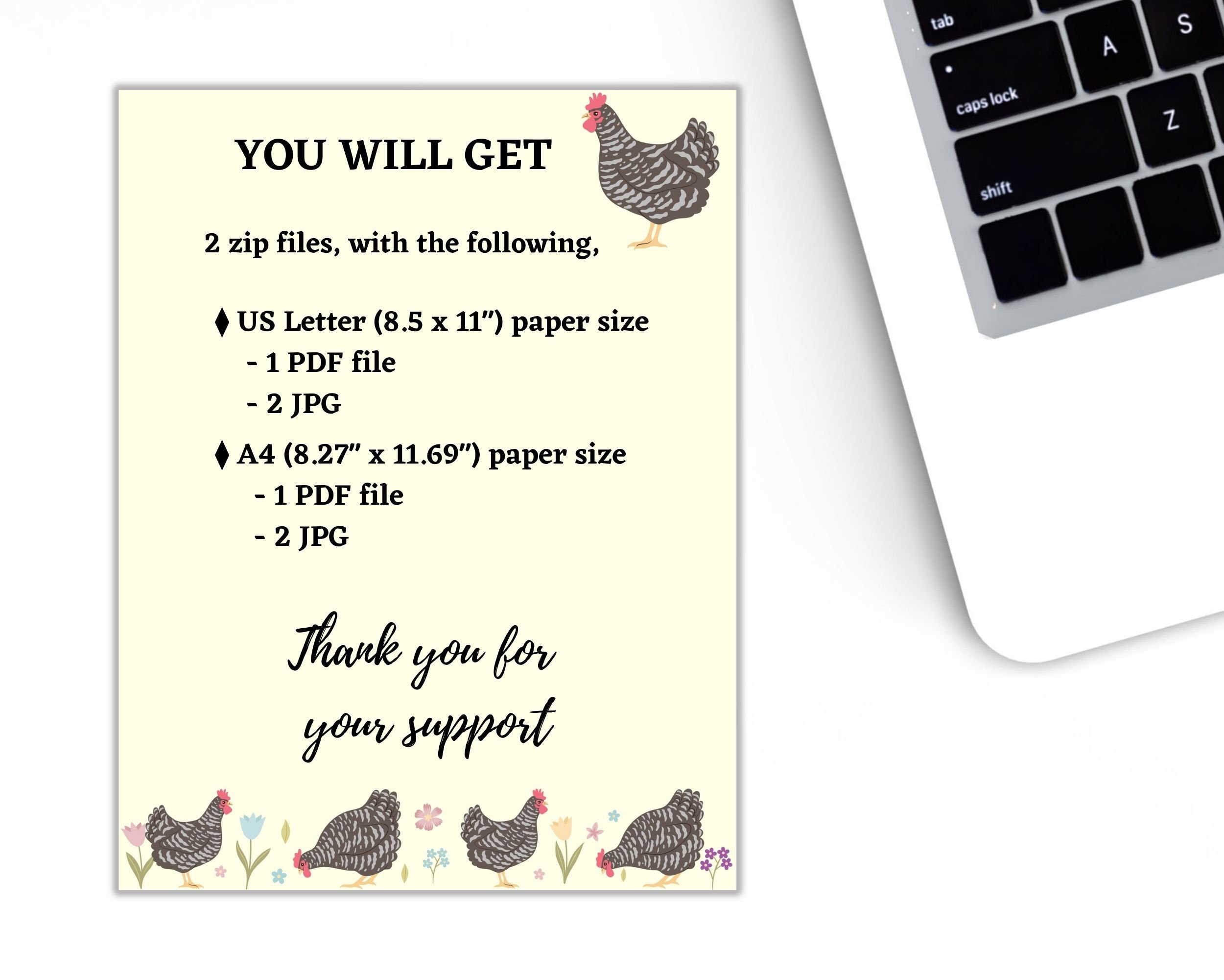 Printable Chickens Stationery, Lined and Unlined Letter Writing Paper ...