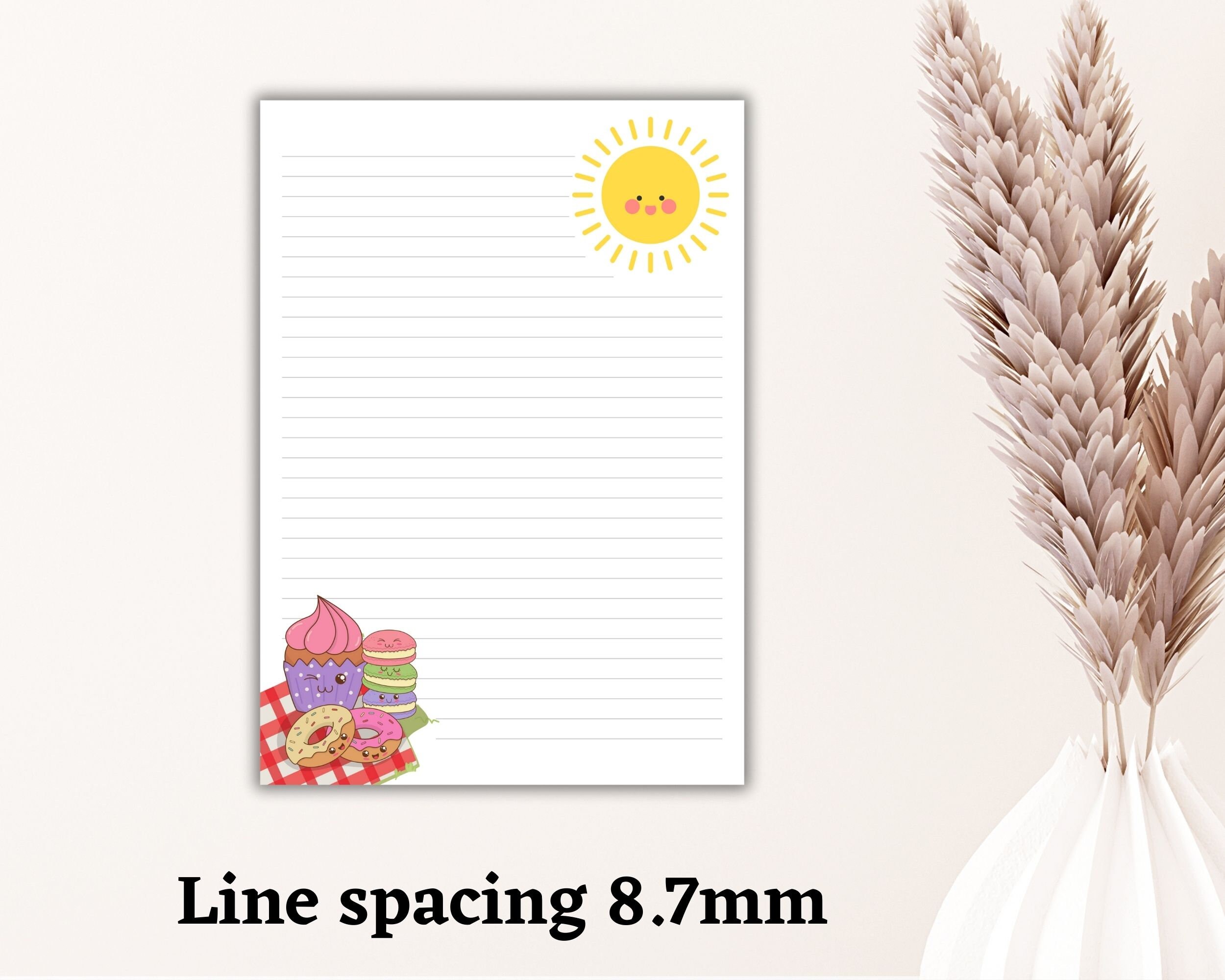 Printable Kawaii Donut Stationery Set, Kawaii Stationery, Lined and ...