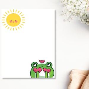 Kawaii Frog Lined and Unlined Letter Writing Paper, Digital Paper ...