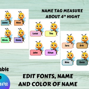 Editable Bee Classroom Name Tags, Classroom Label, Classroom Tags ...
