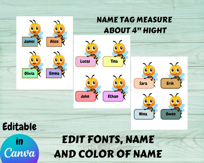 Editable Bee Classroom Name Tags, Classroom Label, Classroom Tags ...