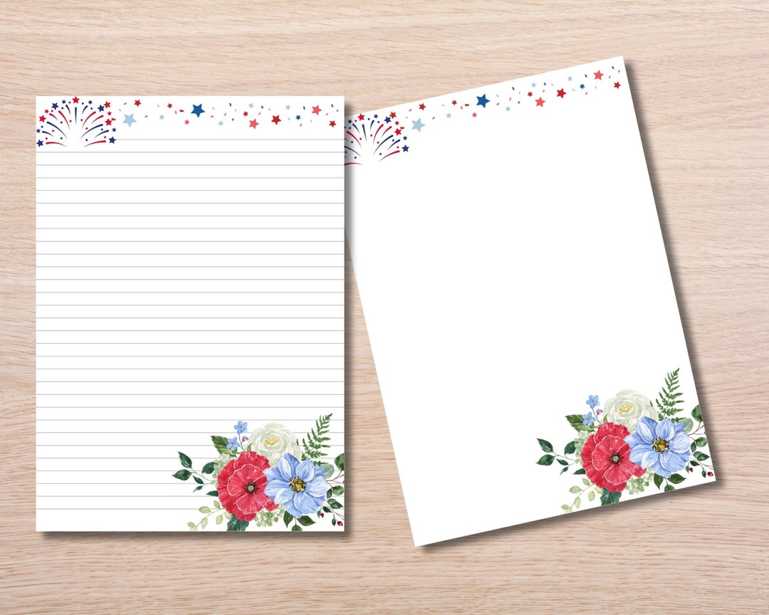 Printable 4th of July Stationery, Lined and Unlined Letter Writing ...