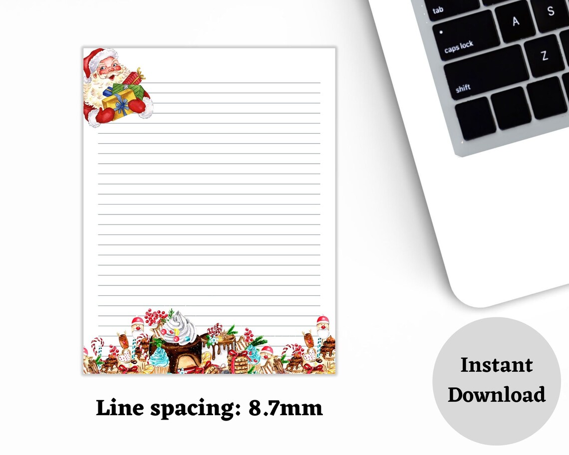Printable Santa Christmas Stationery, Christmas Letter Writing Paper ...