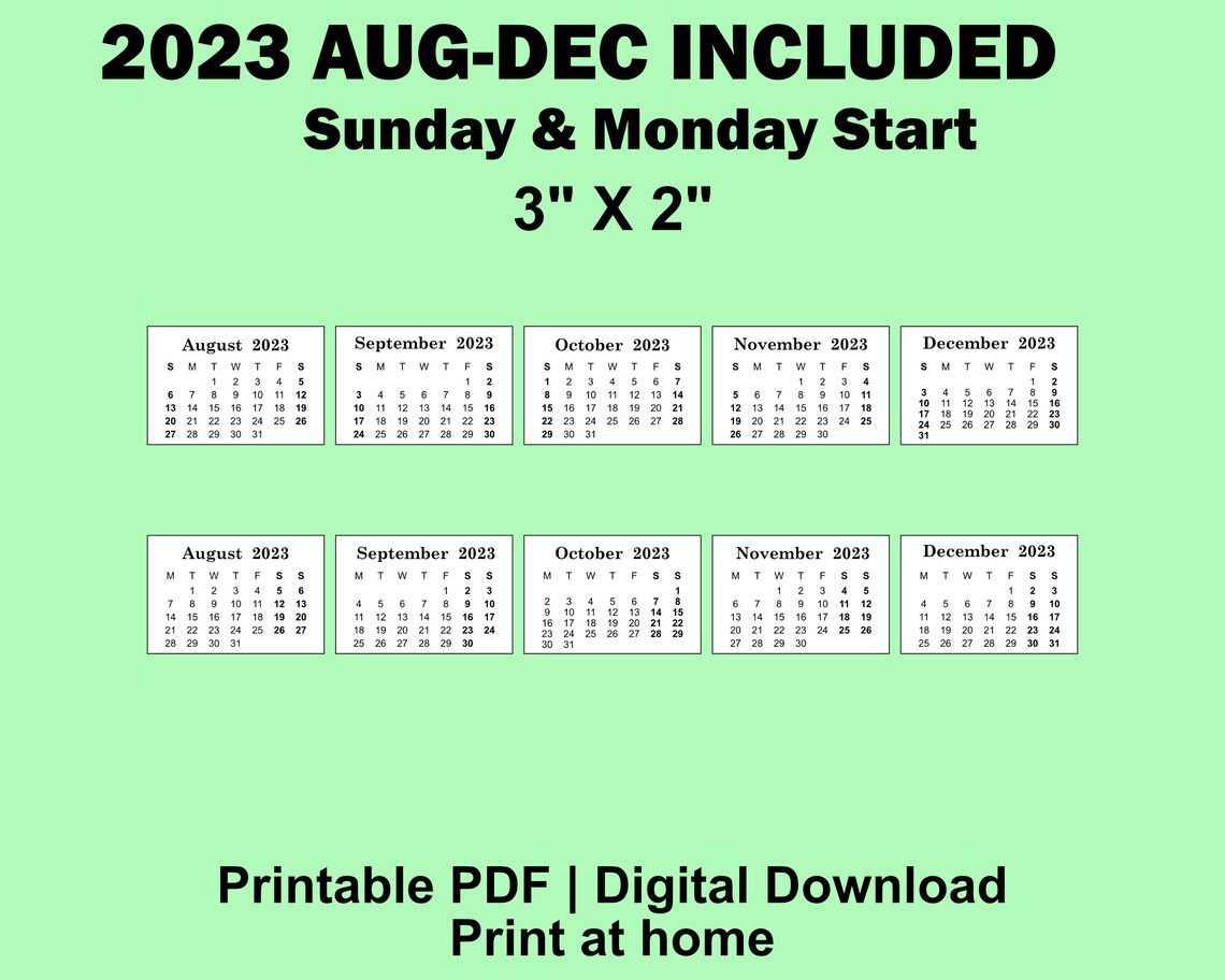2024 2025 Mini Calendar Printable PDF, 2x3 Inches, Small Calendar, Desk ...