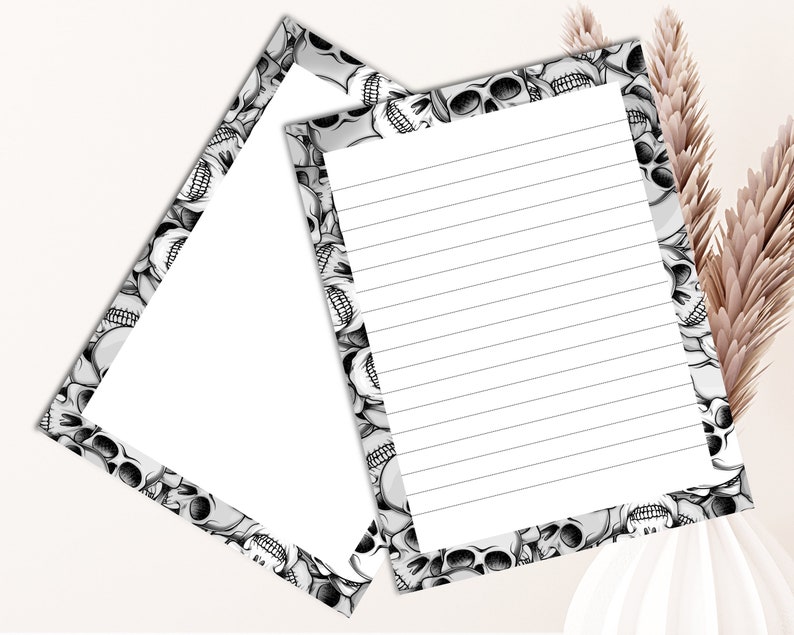 Printable Skull Stationery Letter Writing Paper Skeleton - Etsy
