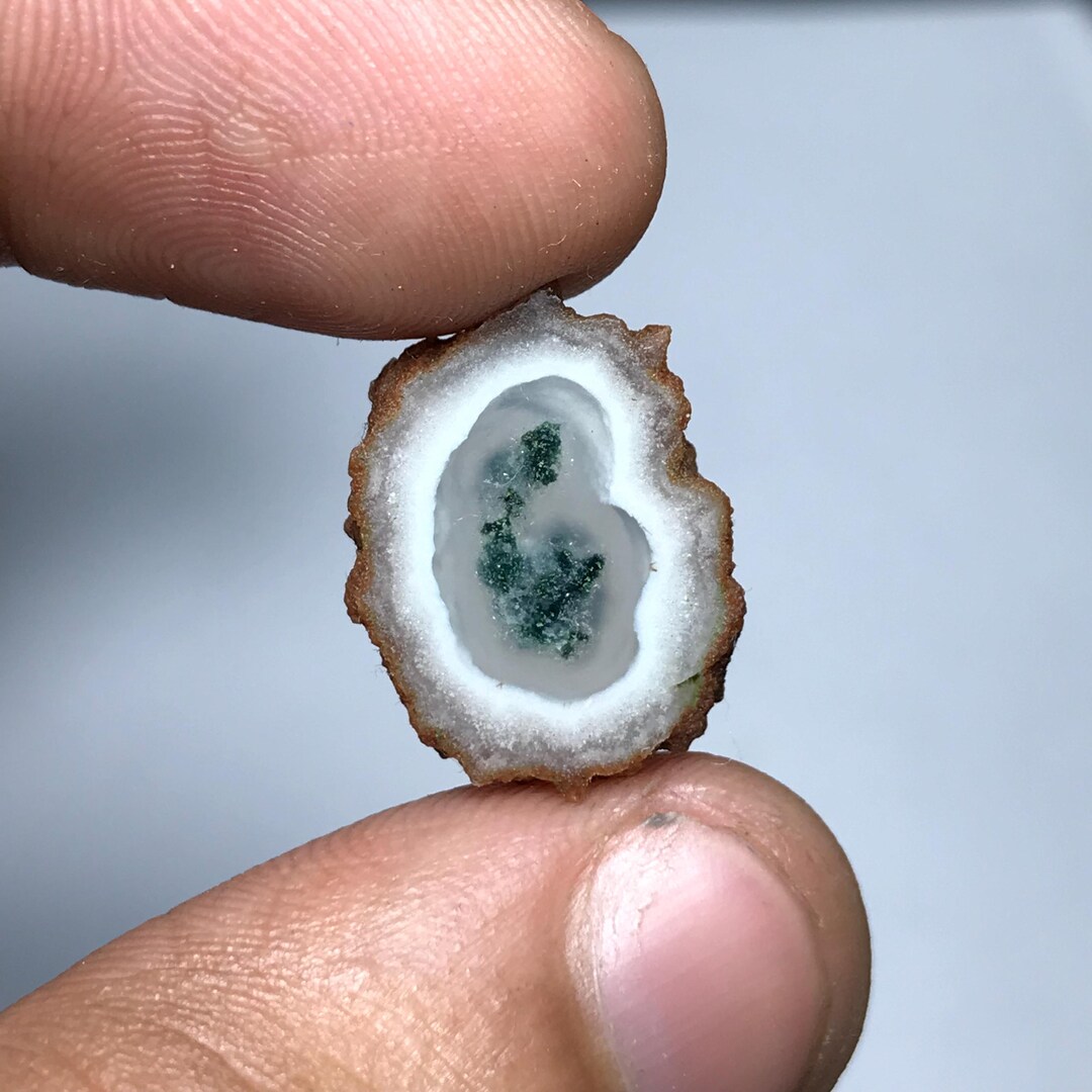 Natural Solar Moss Stalactite Slice: Gemstone for Jewelry (27x14x4mm, 9 ...