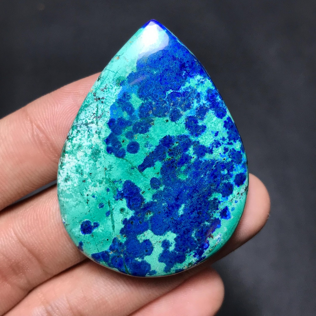 Natural Blue Bird Azurite Cabochon: Pear Gemstone for Jewelry ...