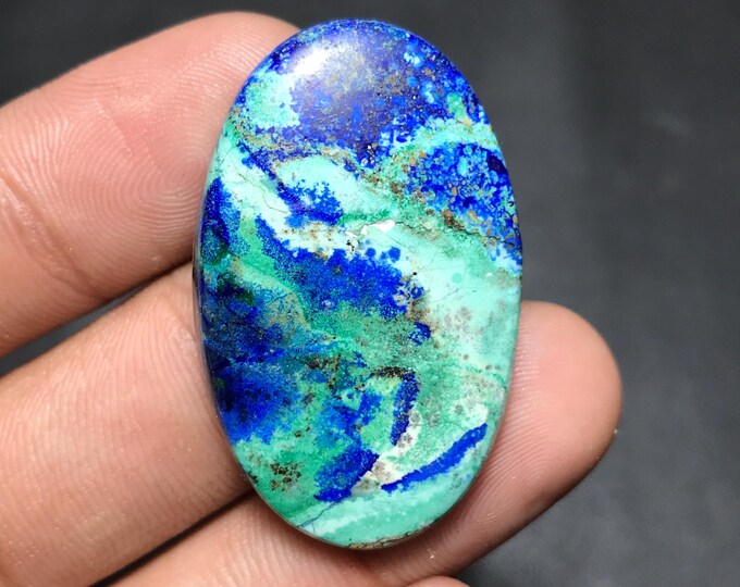 Natural Blue Bird Azurite Cabochon: Oval Gemstone for Jewelry ...
