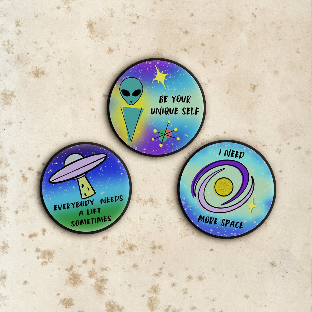 Space Alien Holographic Sticker Set - Etsy