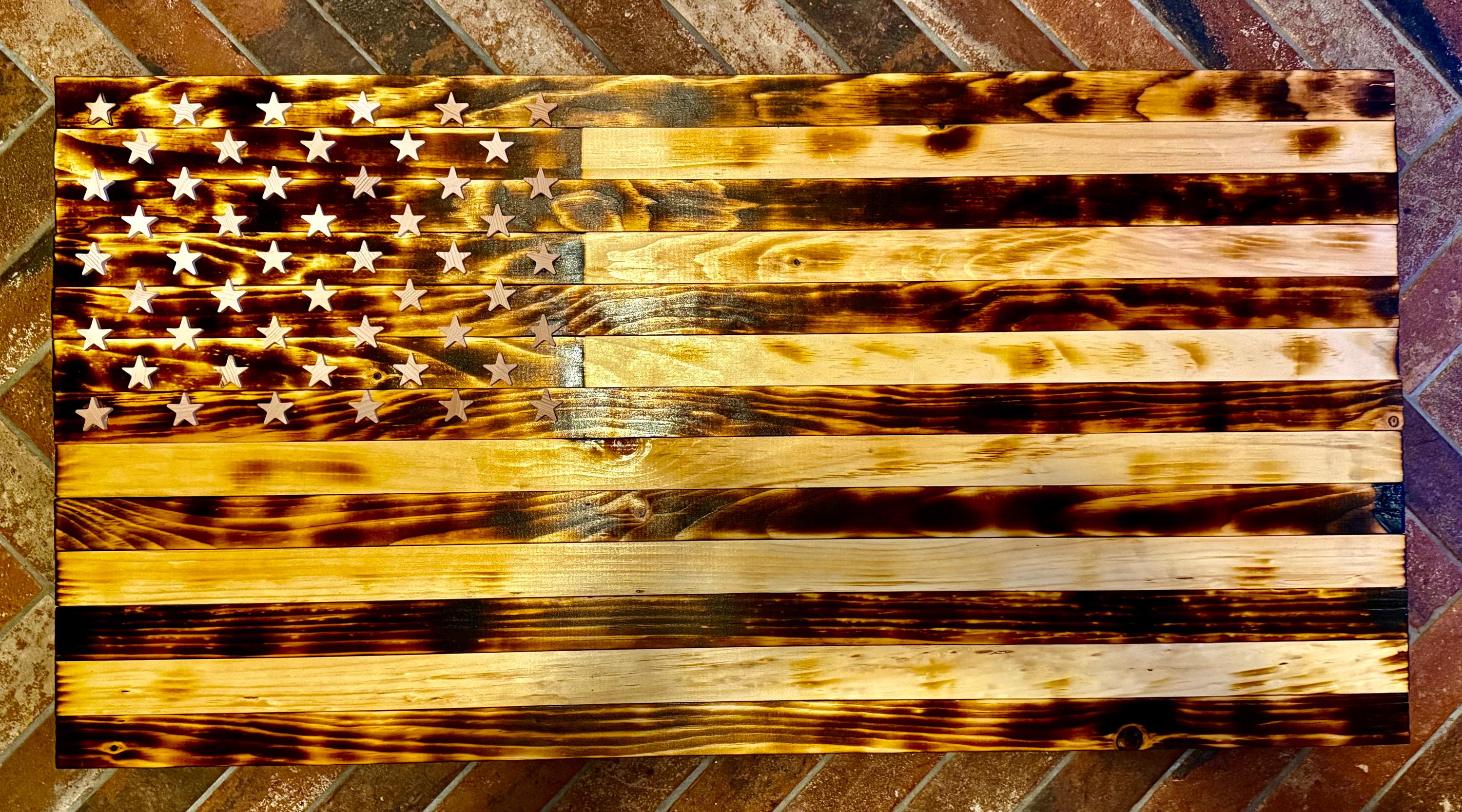 Wood American Flag, Burnt Wood Flag, Handmade Wood Flag - Etsy