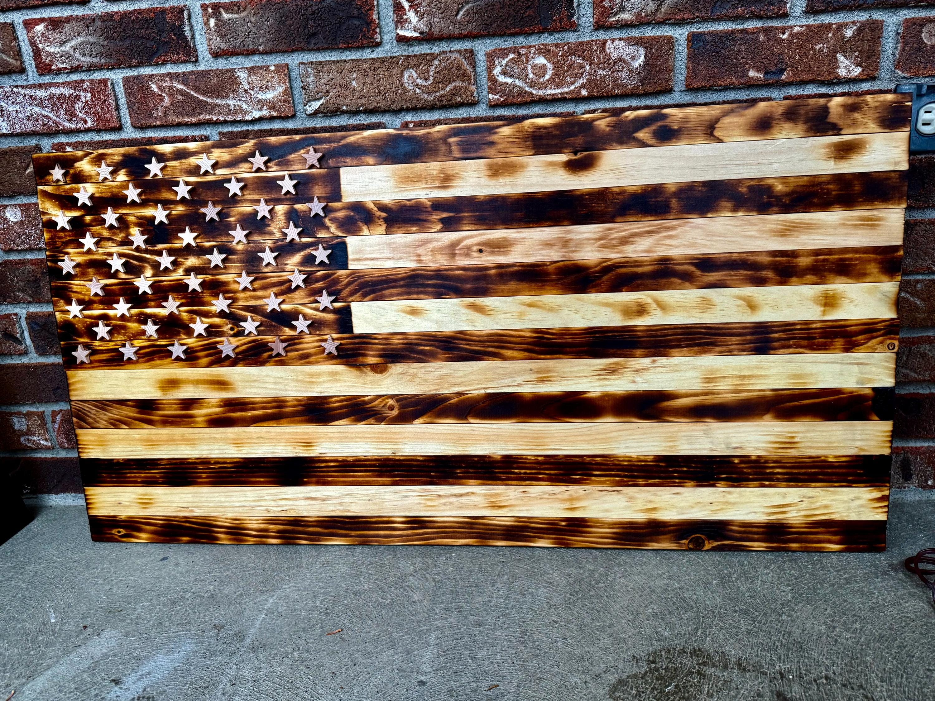 Wood American Flag, Burnt Wood Flag, Handmade Wood Flag - Etsy
