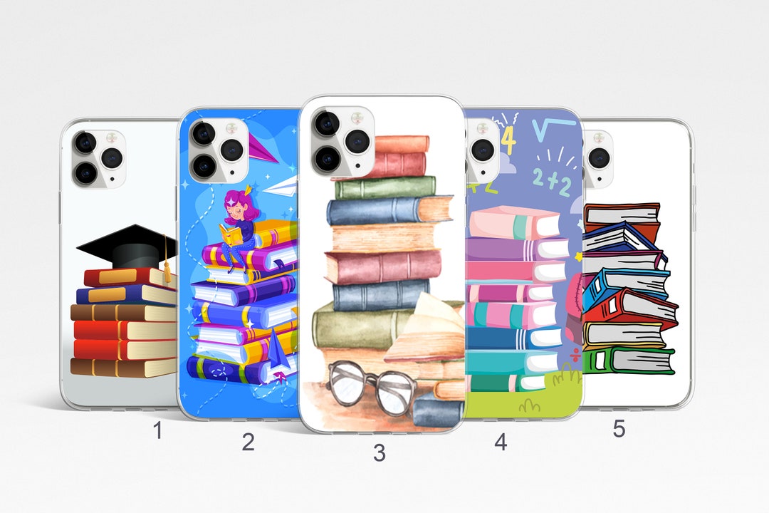 Book Worm Phone Case, Book Themed iPhone 16, 15 Pro Max Cover, Book ...