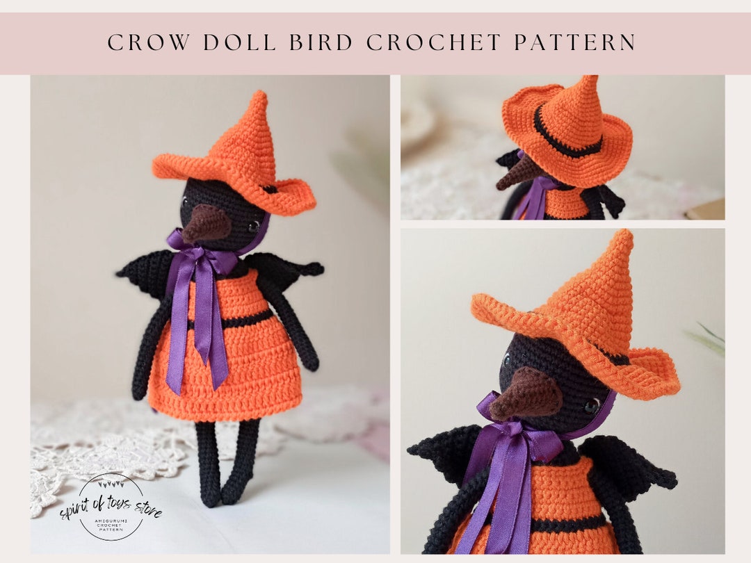 Crow Doll Crochet Pattern Halloween Amigurumi Doll Bird - Etsy