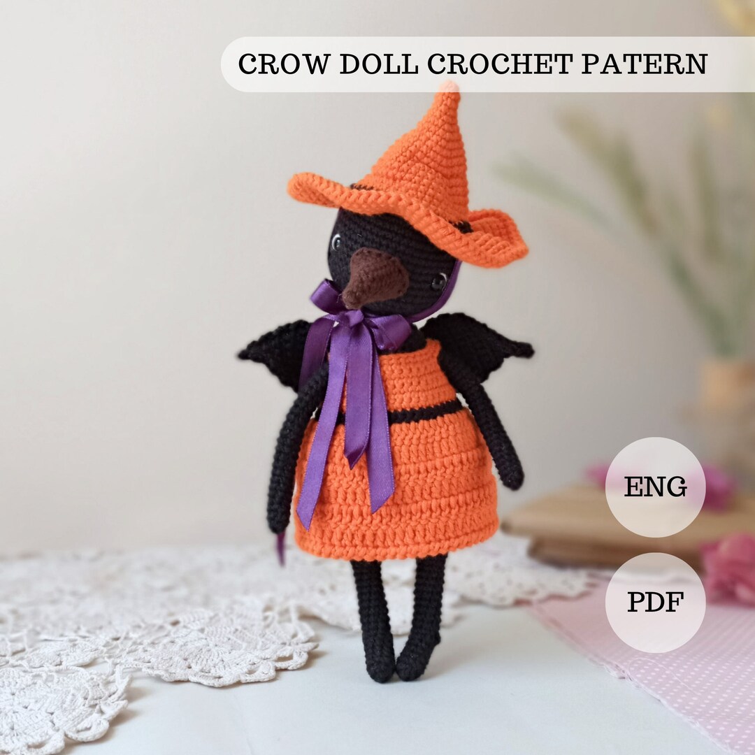 Crow Doll Crochet Pattern Halloween Amigurumi Doll Bird - Etsy