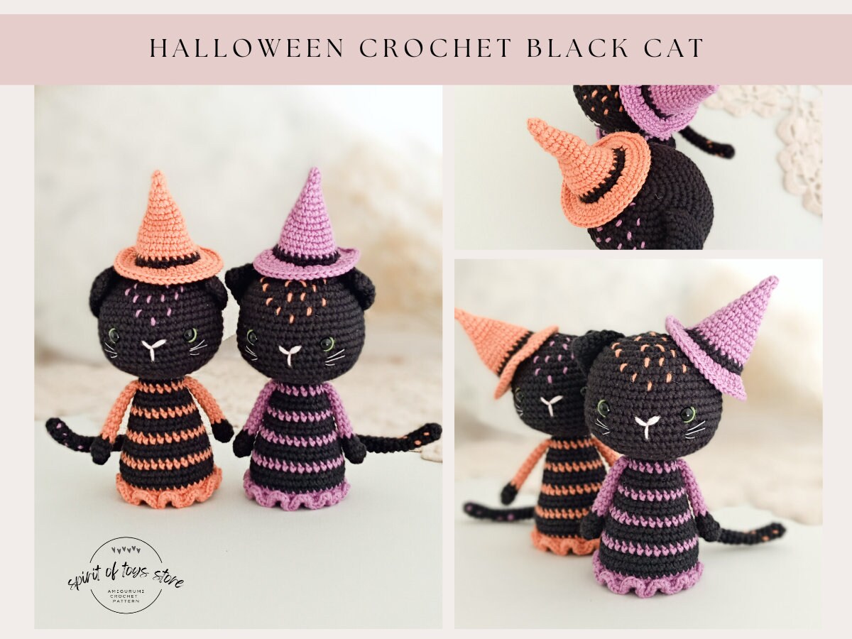 Halloween Crochet Black Cat Crochet Cat Pattern Halloween - Etsy