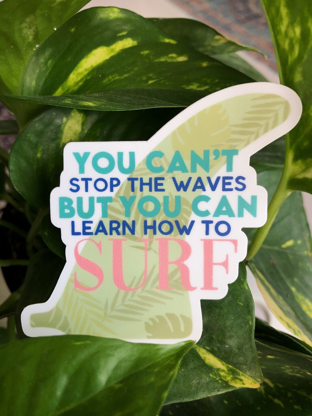 Learn to Surf Sticker, Surf Fin Sticker, Cute Surf Decor, Surf Lover ...