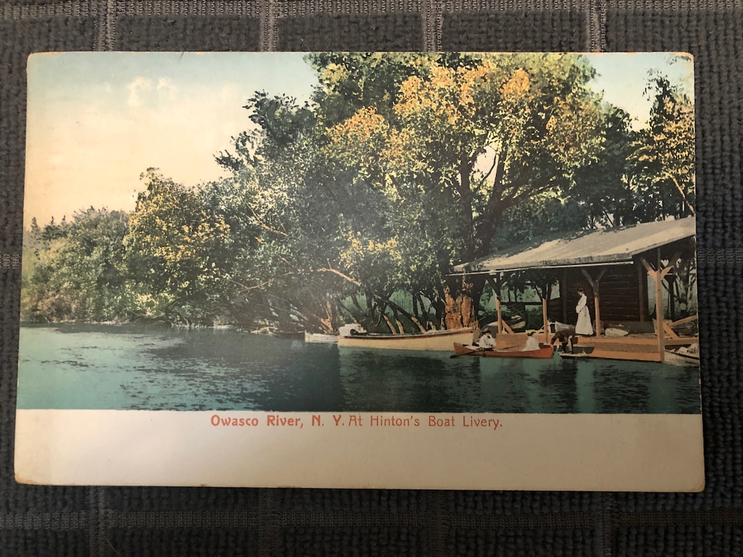 Owasco River, NY at Hinton’s Boat Livery Postcard 1912 Used - Etsy