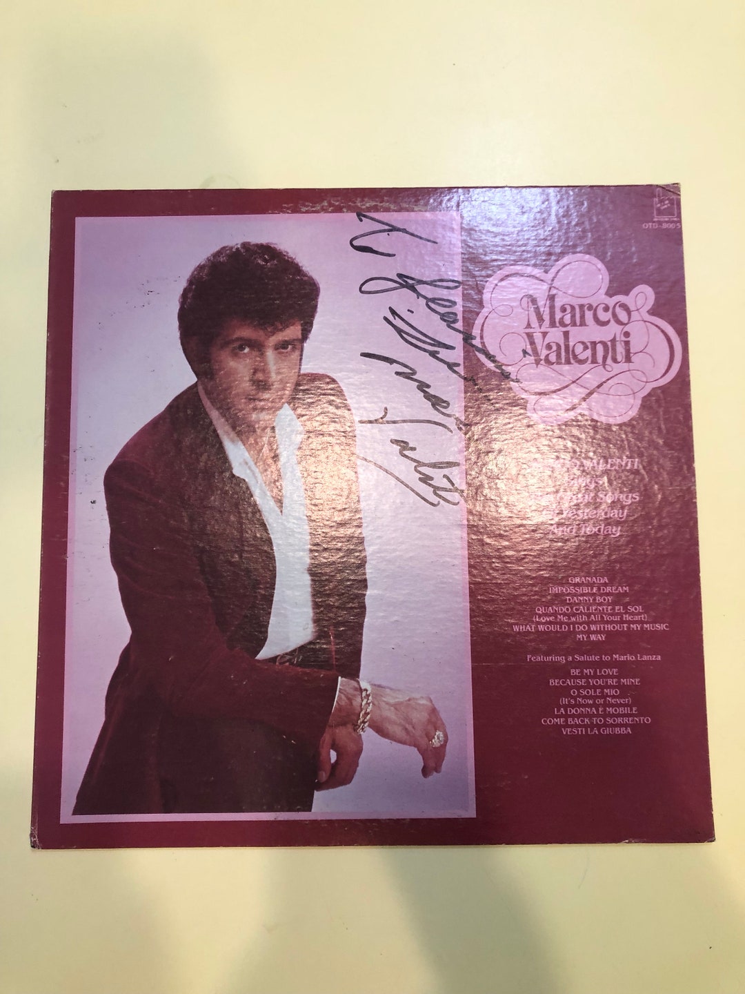 Marco Valenti, the Great Songs of Yesterday and Today, Vinyl Record, 1980, OTD 8005, Signed ...