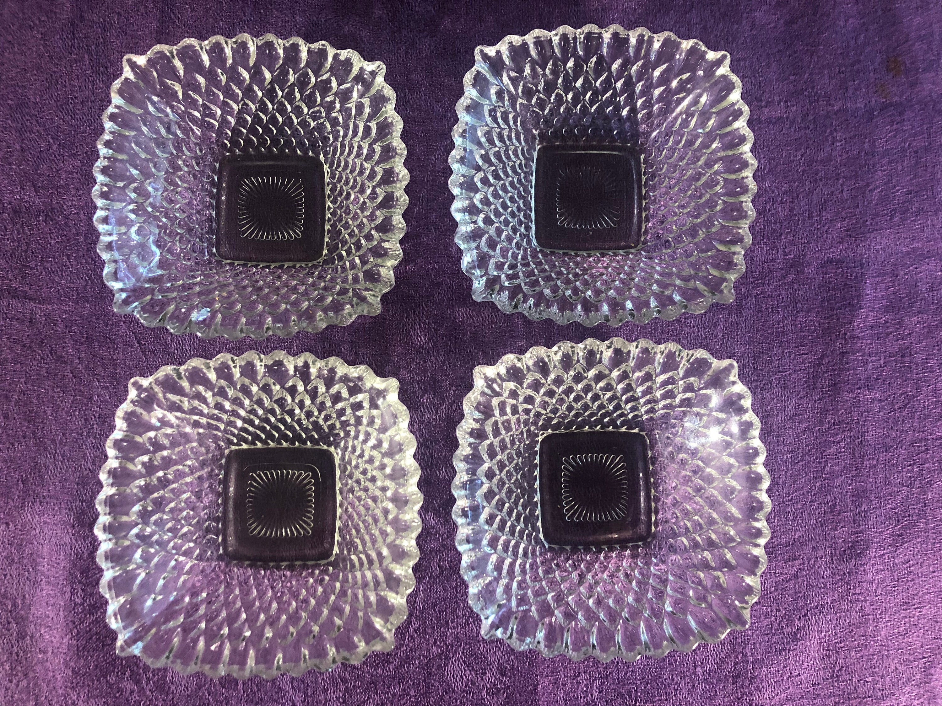 Indiana Glass Company, Diamond Point, Vintage Glass Dishes X 4 - Etsy
