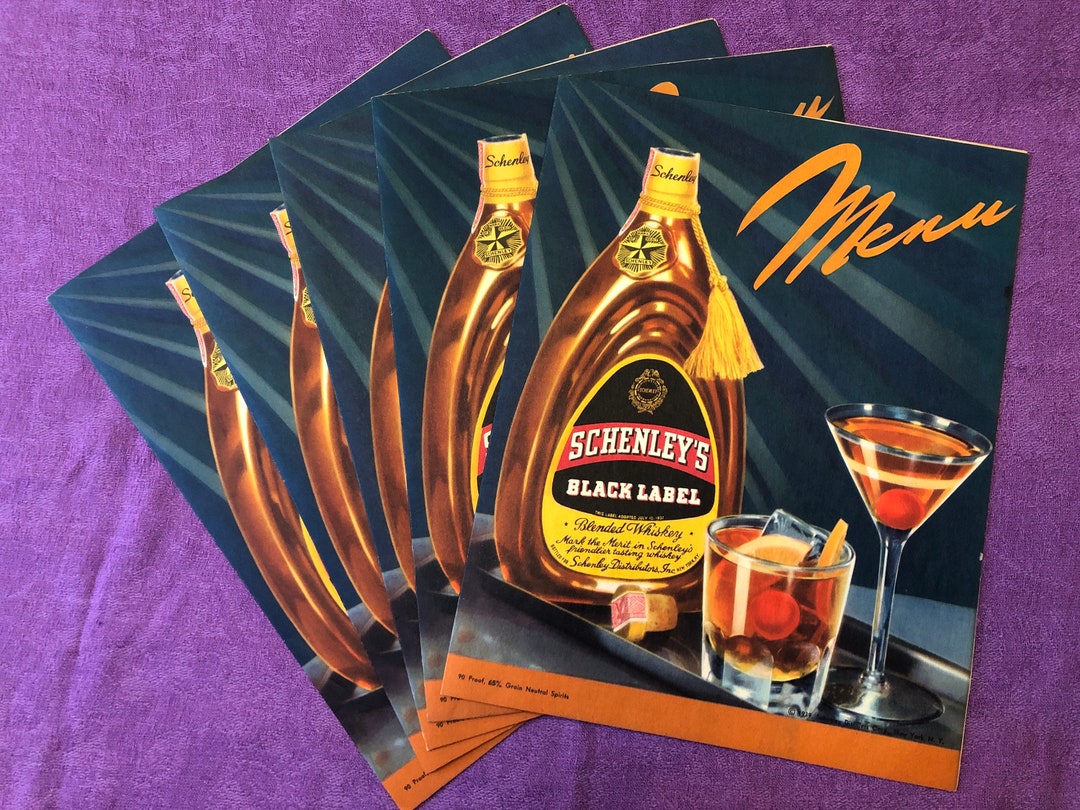 Schenley’s Black Label Menu Covers X 5, 1939 - Etsy