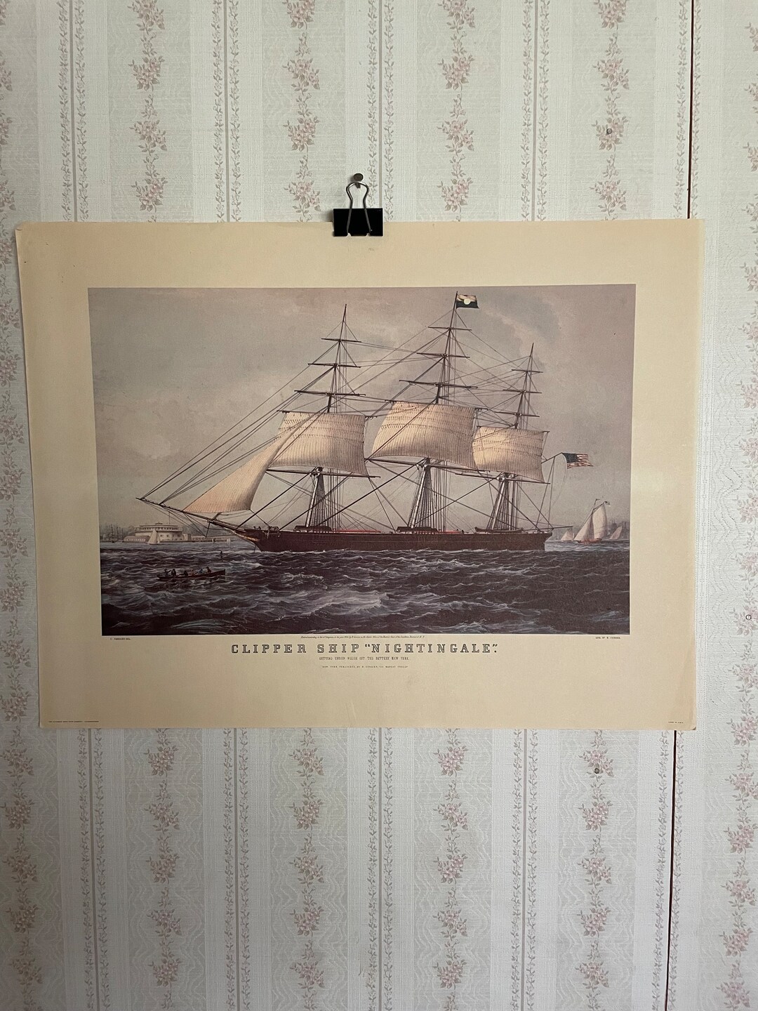 Currier and Ives Lithograph Print, Clipper Ship "nightingale", Vintage ...