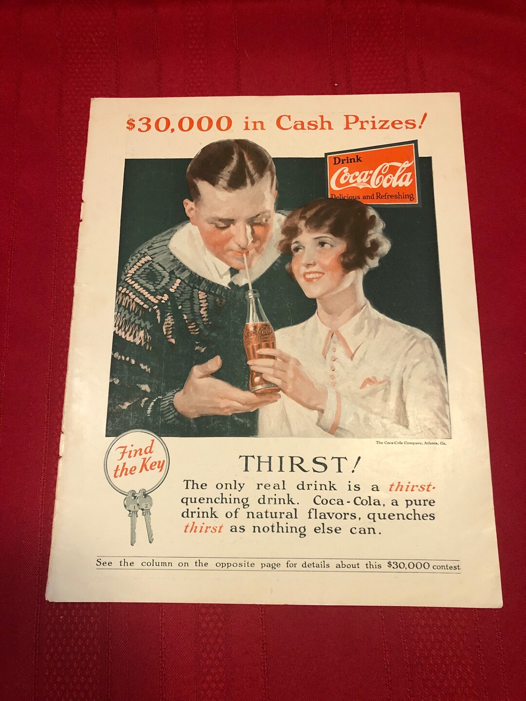 Coca Cola Magazine Advertisement, 1927, Ephemera, 30,000 in Cash Prizes ...