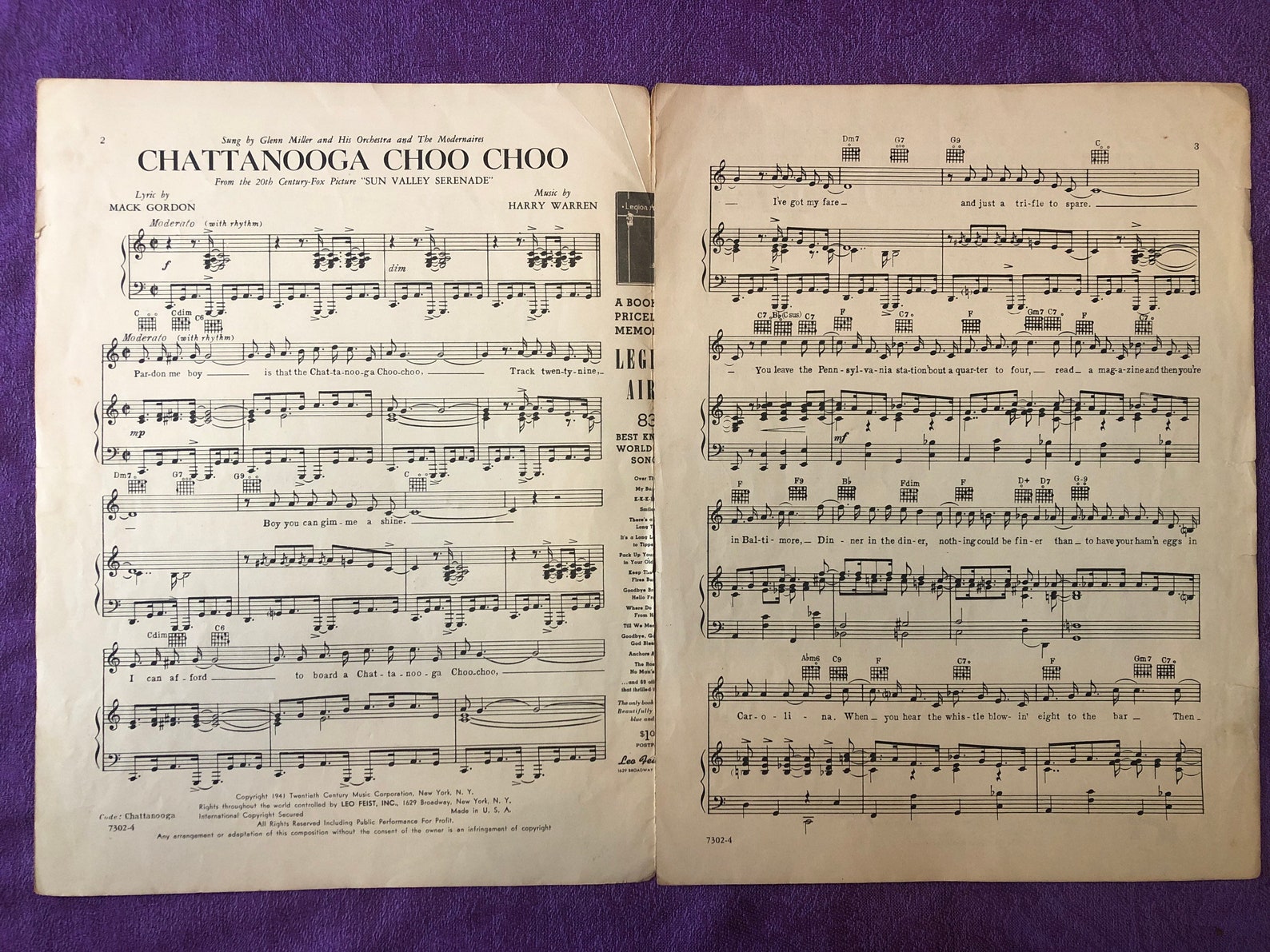 Sheet Music, Chattanooga Choo Choo Sheet Music, Sonja Henie and John ...