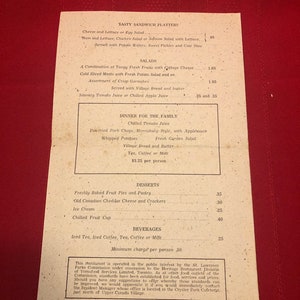Willard’s Hotel, Bill of Fare, Vintage Menu, Upper Canada, Ephemera - Etsy