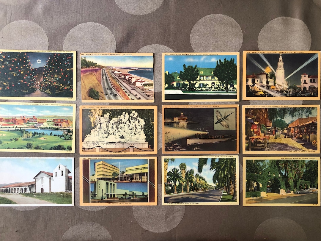 Lot of 12 Vintage California Postcards, Beverly Hills, Santa Monica ...