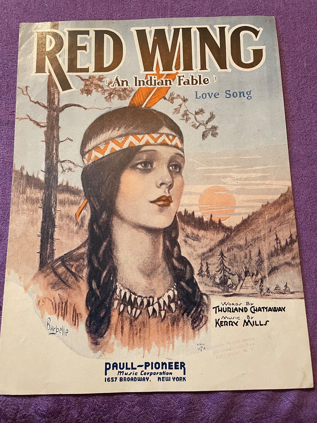 Red Wing "an Indian Fable" Love Song, Sheet Music, Words by Thurland ...