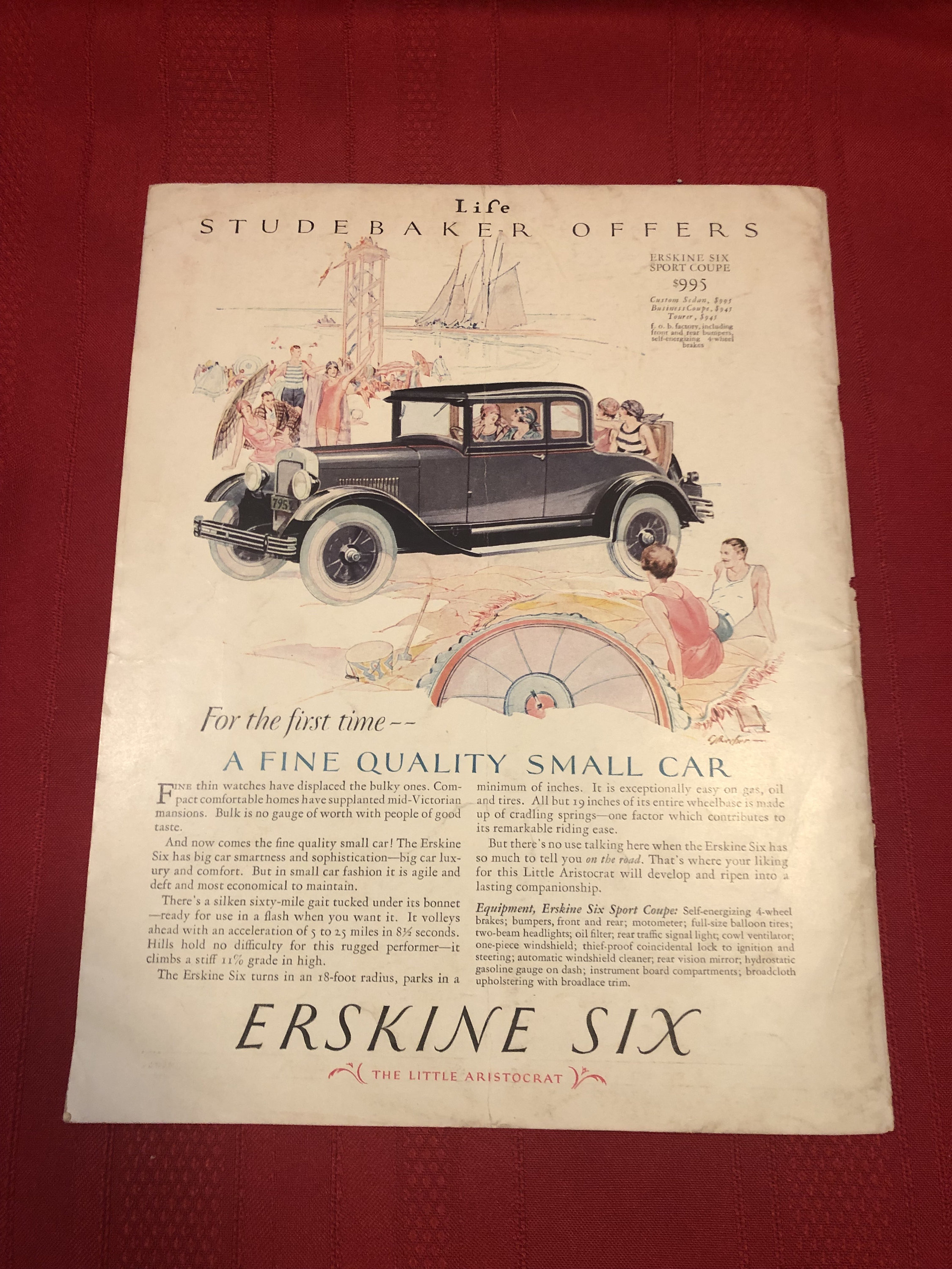 Studebaker Erskine Six Sport Coupe Magazine Advertisement, 1926-1930 ...