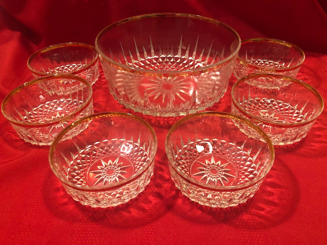 Arcoroc Glass Bowl Set: Starburst Gold Trim, Made in France - Etsy