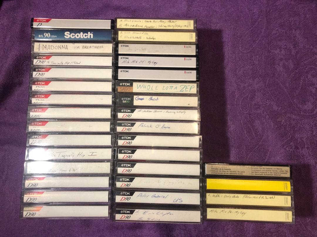 Mix Cassette Tape Lot, 34 Mix Tapes, Used Blank Cassette Tapes, Mixed ...